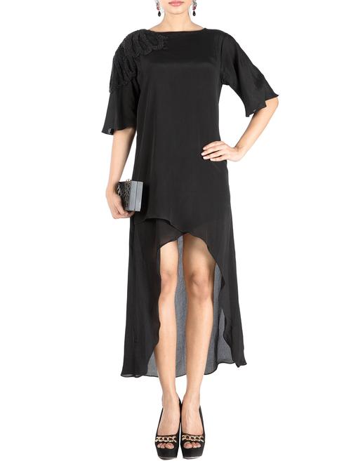 Buy online Black High Low Overlapping Tunic from western wear for Women ...