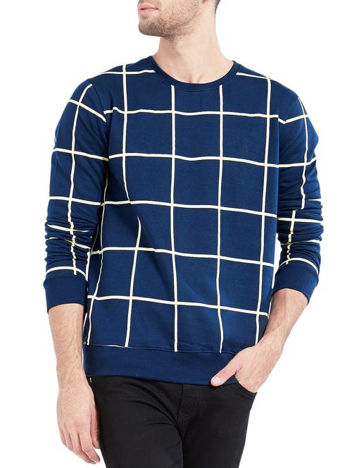 Buy online Navy Blue Windowpane Checkered T-shirt from top wear for Men ...