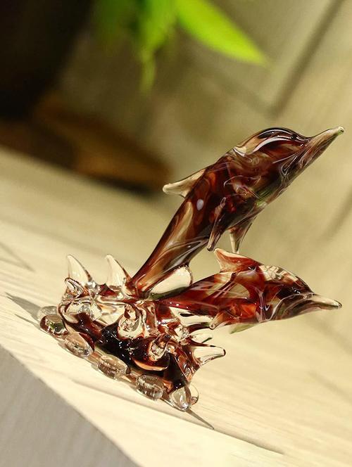Buy online Somil Dolphin Fish Couple Showpiece, Colorful, Glass from ...
