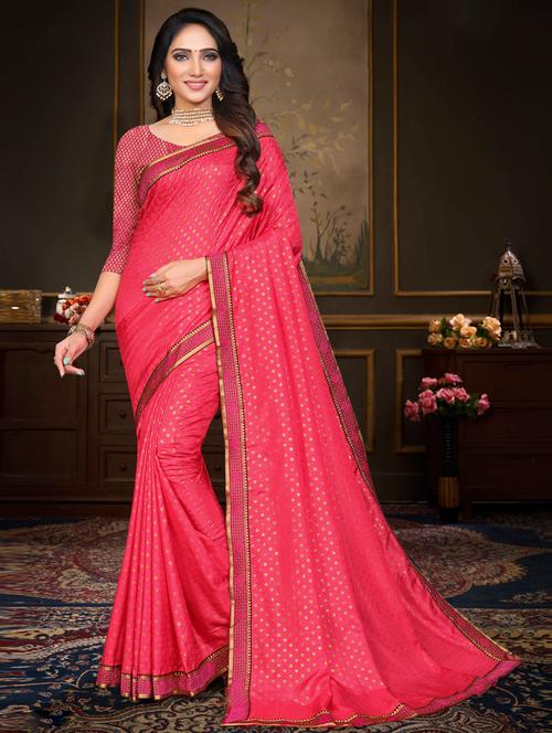 Buy online Foil Printed Bordered Saree With Blouse from ethnic wear for ...