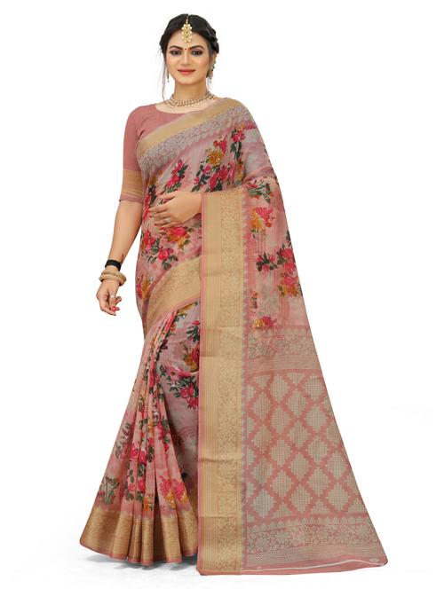 Buy online Women's Self Design Multi Colored Saree With Blouse from ethnic wear for Women by Svb ...