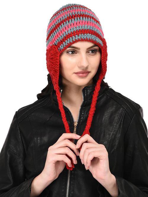 Buy online Multi Colored Self Design Winter Cap from Mufflers & Gloves ...