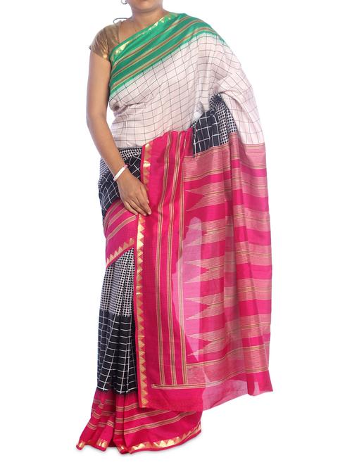 Buy online Multi Hued Check Print Saree from ethnic wear for Women by ...